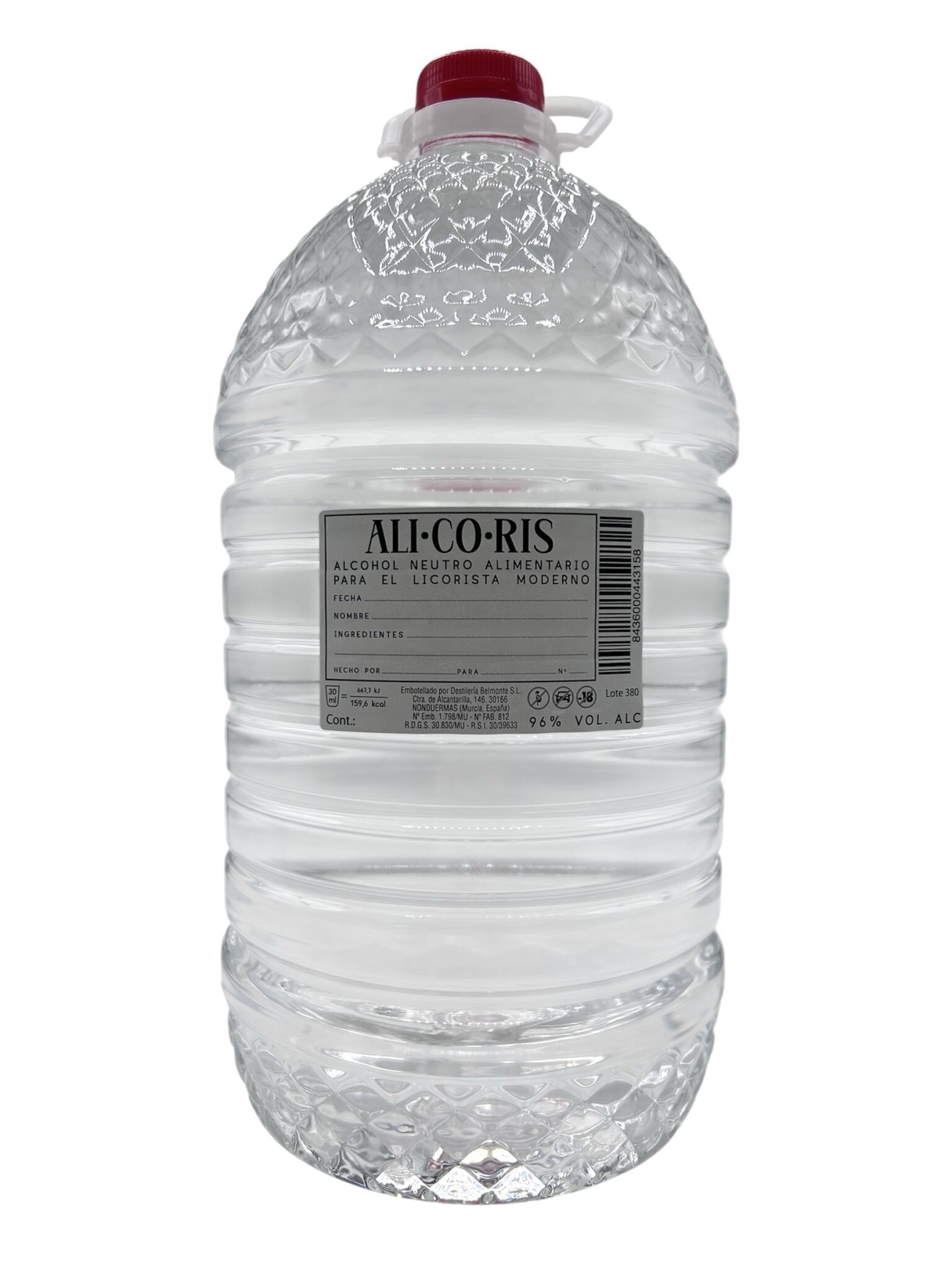 Alcohol alimentario para hacer licores. 96% Vol. ALc. 5 Litros ...